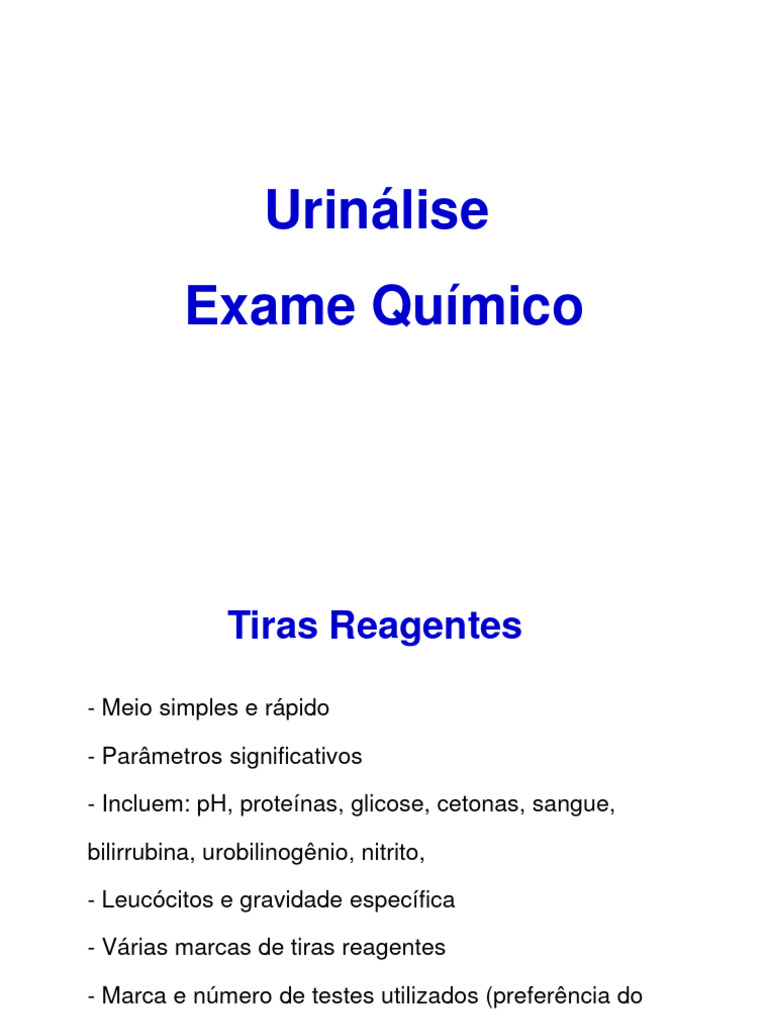 Aula 4 - Urinálise - Exame - Químico | PDF | Bile | Diabetes