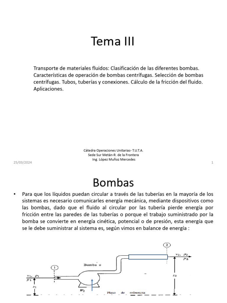 Tema III Primera Parte | PDF | Bomba | Líquidos