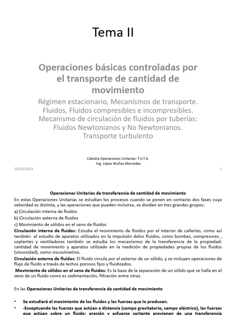 Tema II 2024 Segunda Parte | PDF | Viscosidad | Fuerza