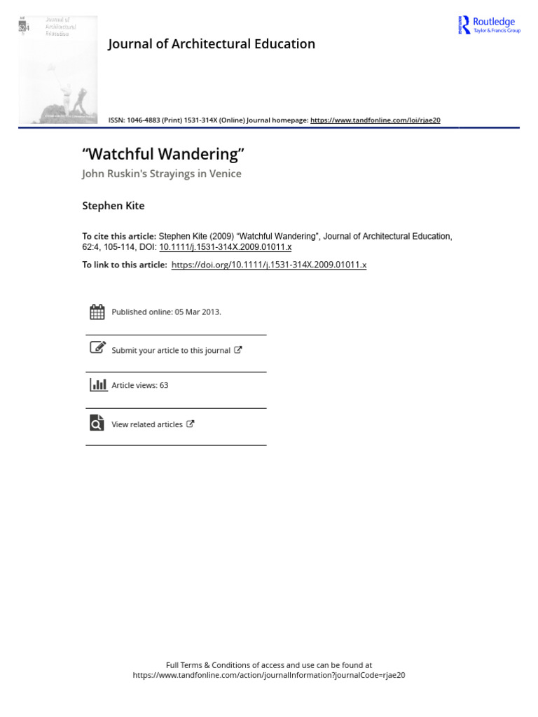 Kite - Watchful Wandering | PDF | John Ruskin | Venice