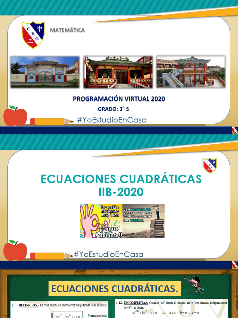 Ecuaciones Cuadráticas 3ero 2020 | PDF | Ecuación cuadrática | Ecuaciones