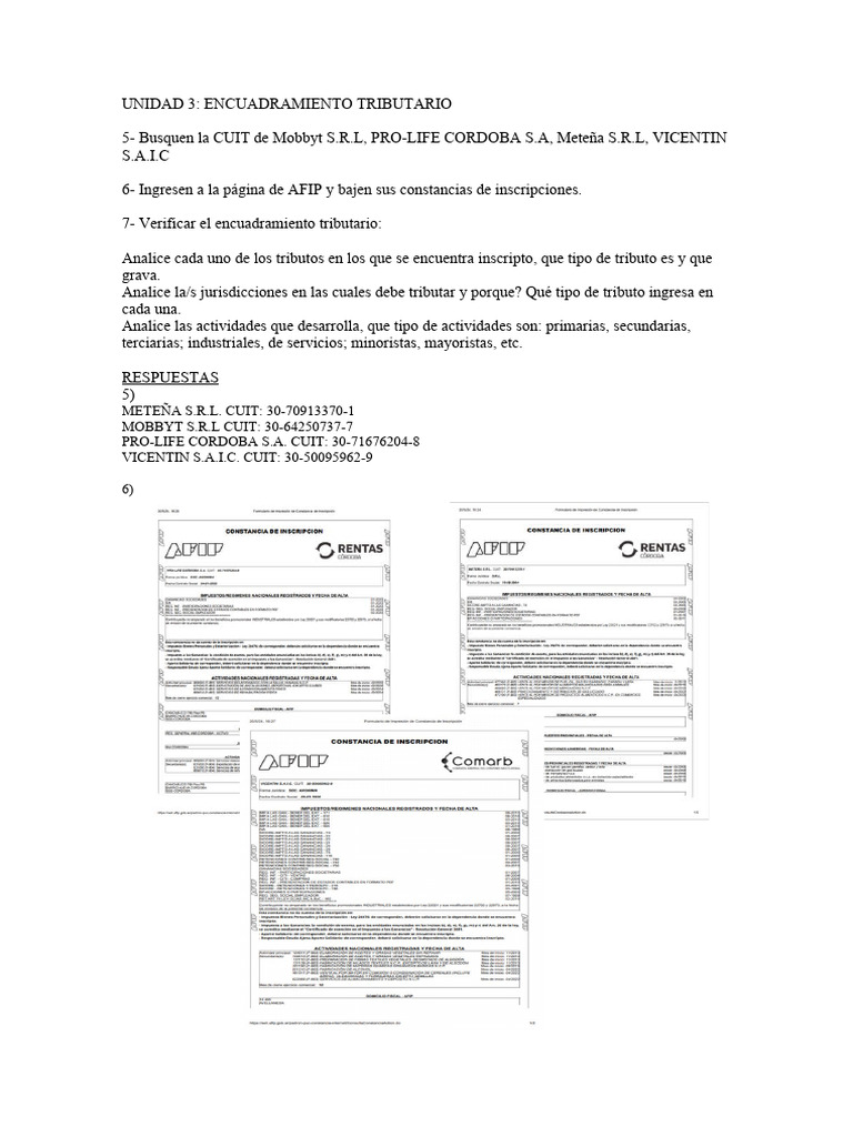 ENCUADRAMIENTO TRIBUTARIO | PDF | Impuestos | Impuesto sobre la renta