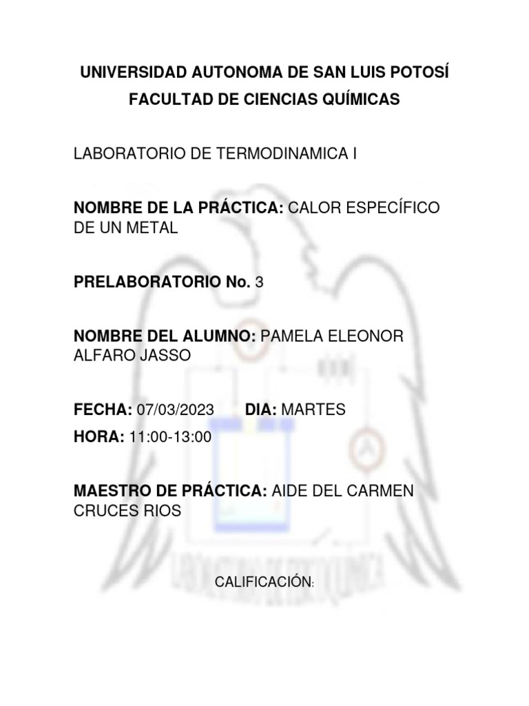 Calor Específico de Metales en Práctica | PDF | Calor | Temperatura