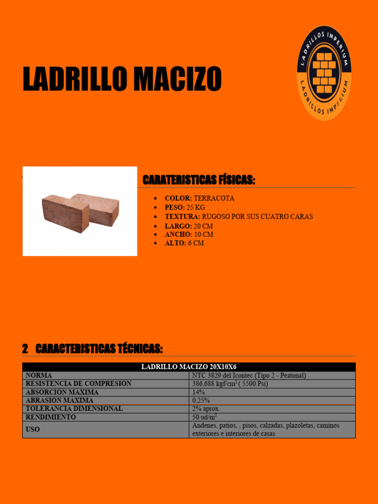 Ladrillo Macizo - Ficha Técnica | PDF
