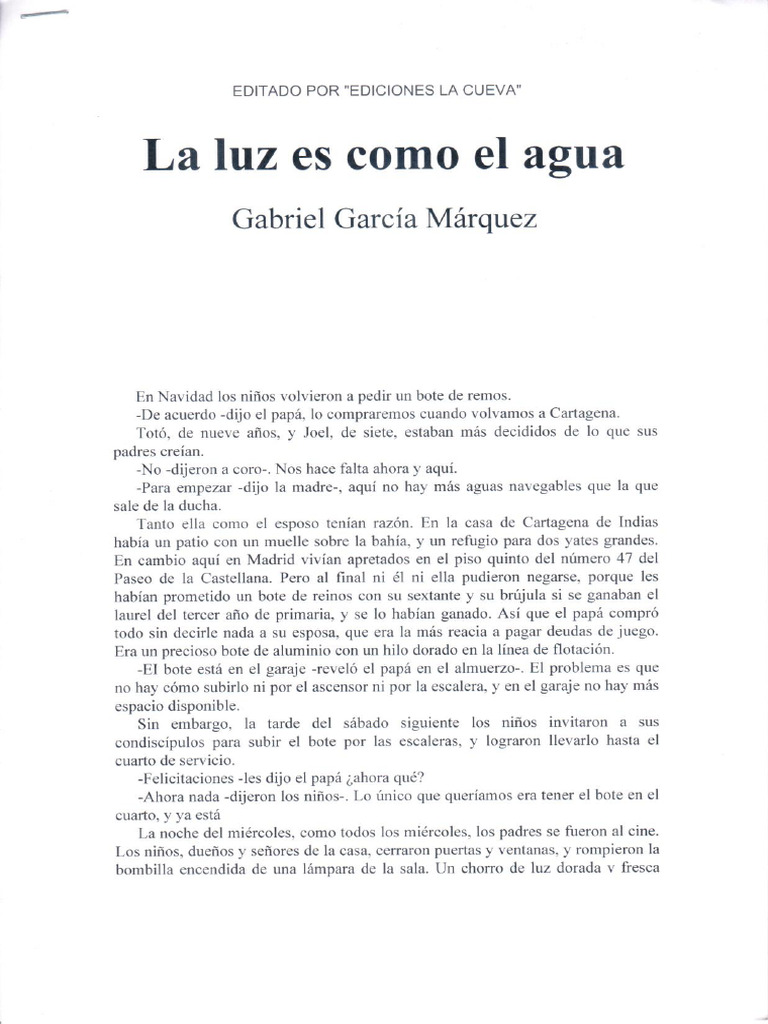 García Marquez Gabriel - La Luz Es Como El Agua | PDF