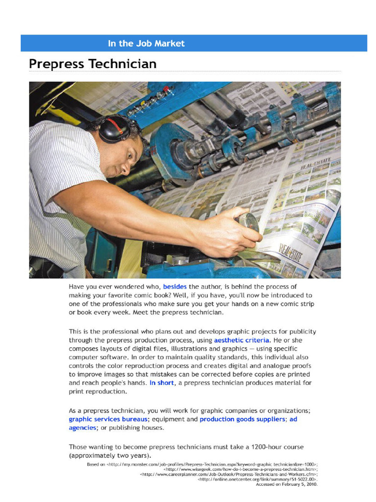 Reading - Prepress Technician | PDF