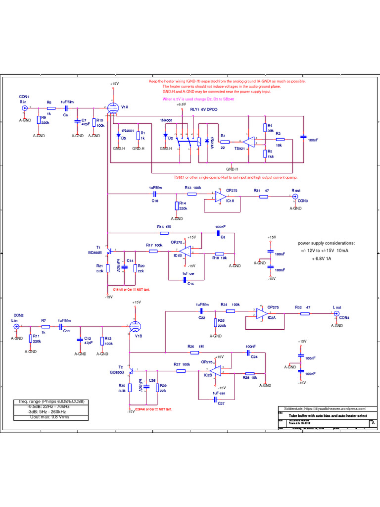 Tube Buffer Schematic | PDF | Manufactured Goods | Electrical Engineering