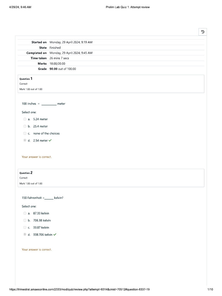 DIPL-NSCI6100-2333T Prelim Lab Quiz 1 | PDF