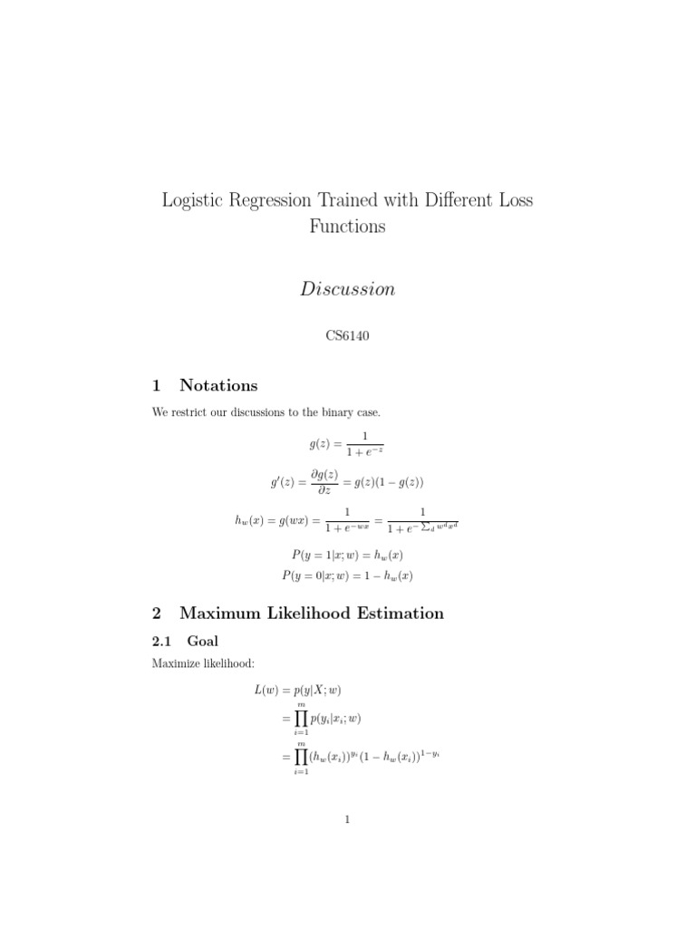 Logistic Regression Loss | PDF | Robust Statistics | Logistic Regression