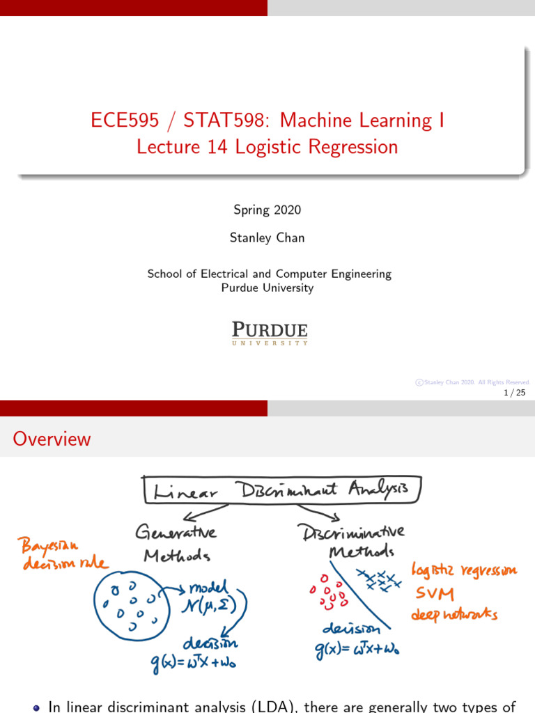 Lecture14 Logistic | PDF | Logistic Regression | Regression Analysis