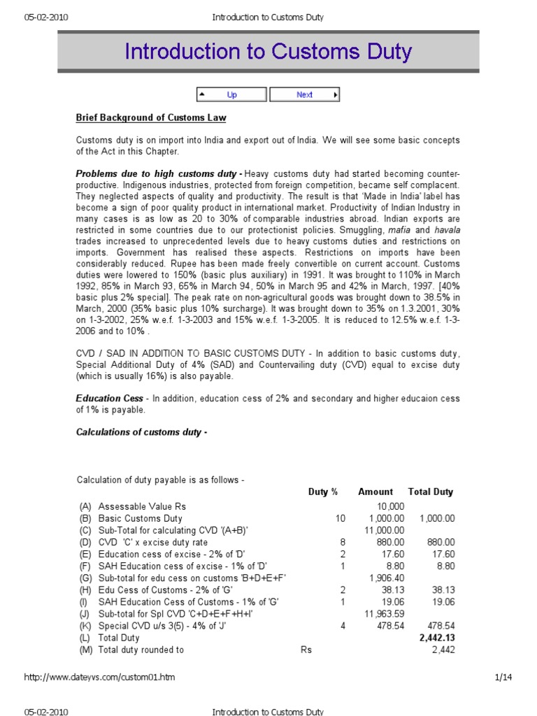 Introduction To Customs Duty | PDF | Dumping (Pricing Policy ...