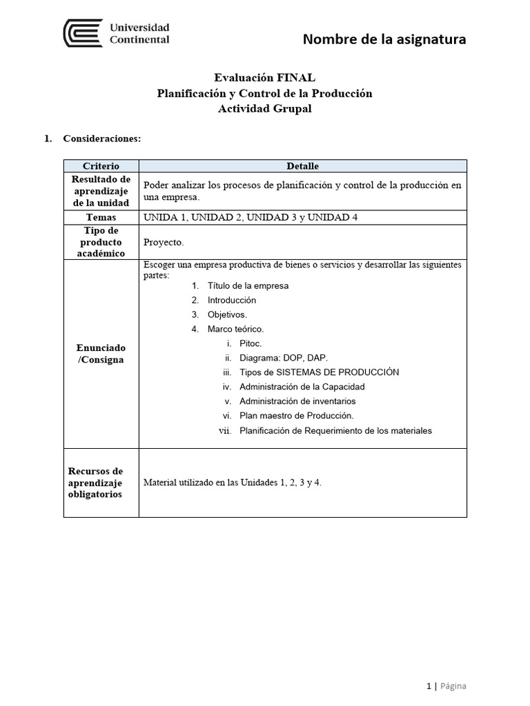 Evaluacion Final Pcp 2024 0 | PDF | Evaluación | Bibliografía