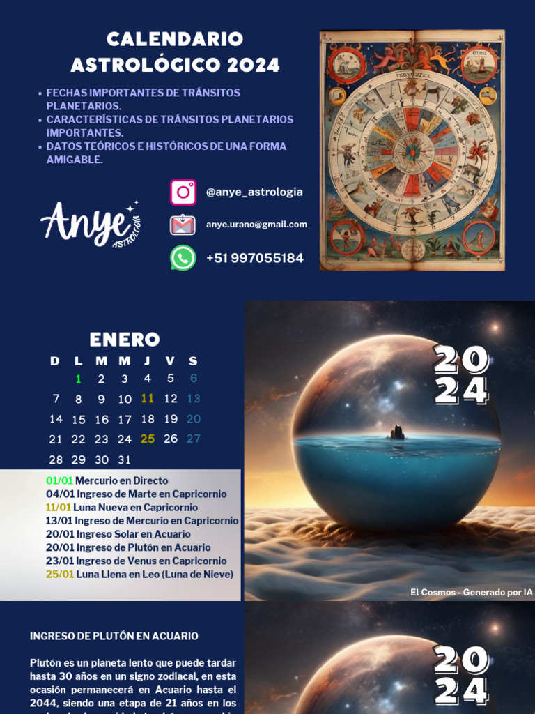 Calendario Astrológico 2024 ANYE | PDF | Zodíaco | Luna