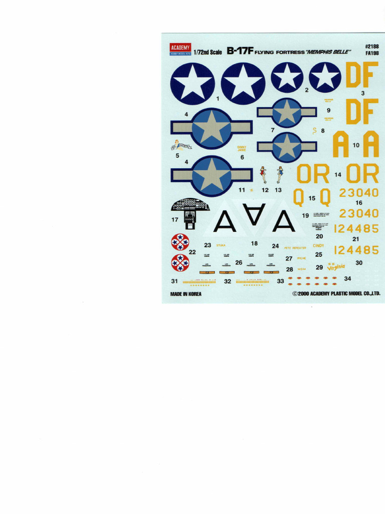 Academy B17 F Flying Fortress Memphis Belle Decal | PDF