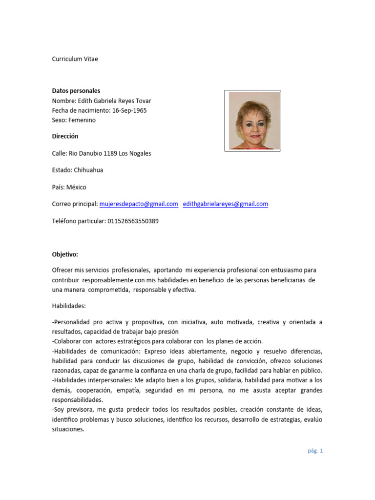 CV Edith Gabriela Reyes Tovar Enero 2024 | PDF | Ciudad juárez ...