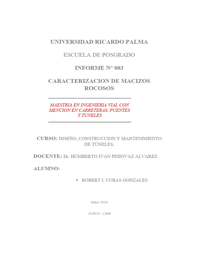 Caracterizacion de Macizos Rocosos - Semana3 | PDF | Roca (geología ...
