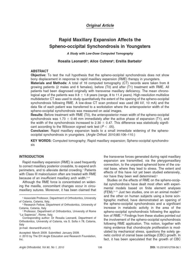 Rapid Maxillary Expansion Affects The | PDF | Ct Scan | Skull