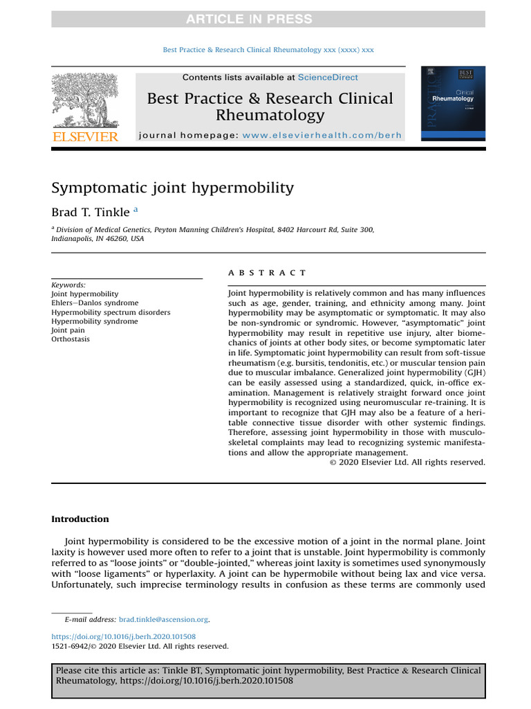 Hiperlaxitud Articular Sintomatica FICHA, Diferentes Sindromes 2020 ...