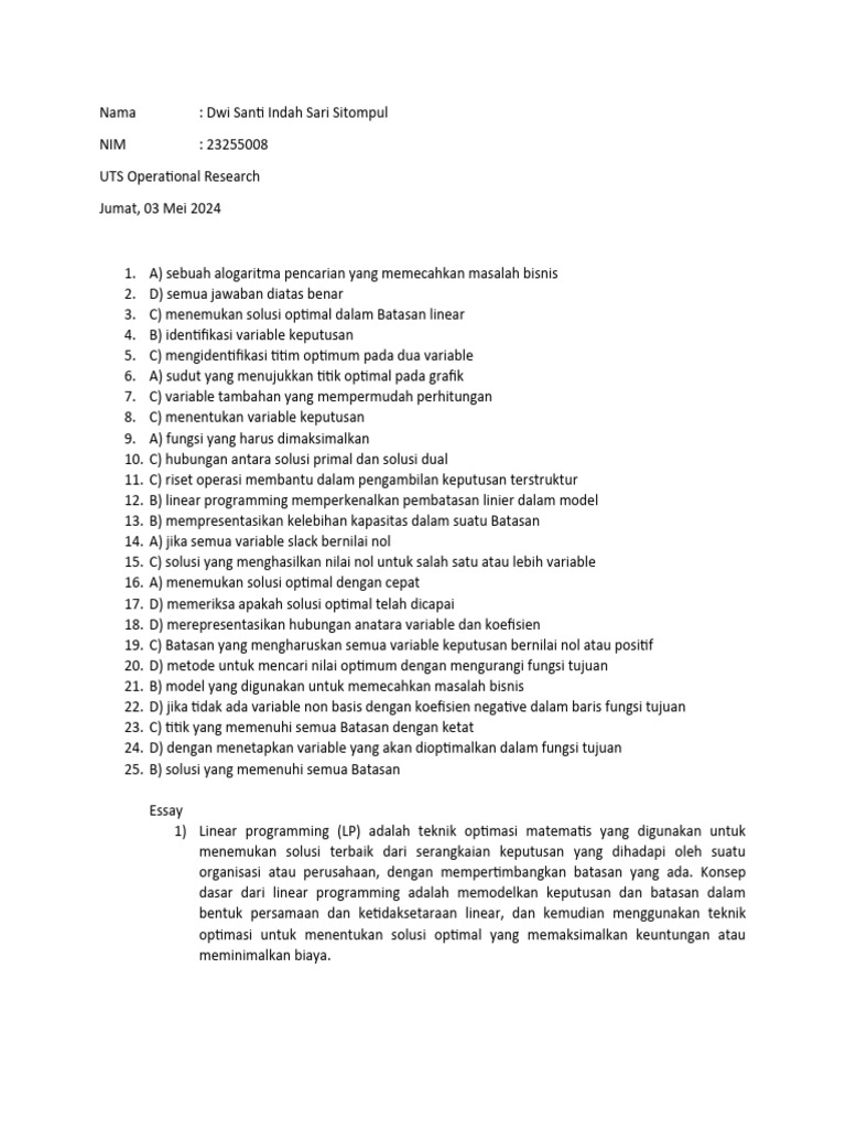 Optimasi Keuntungan dengan Linear Programming | PDF