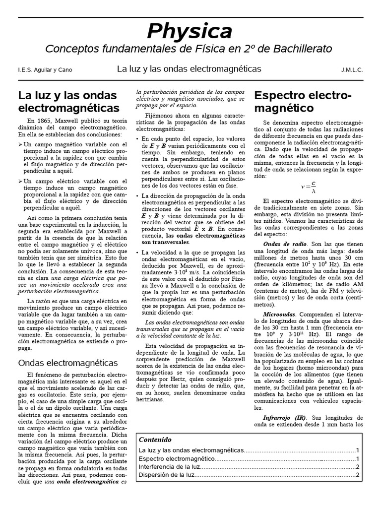 Ondas Electromagnéticas y Espectro | PDF | Ligero | Radiación ...