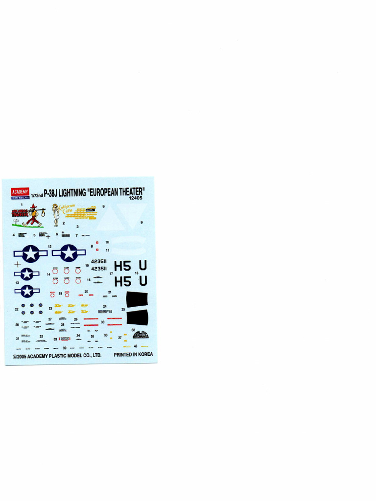 Academy Lockheed P-38J Lightning Decal | PDF