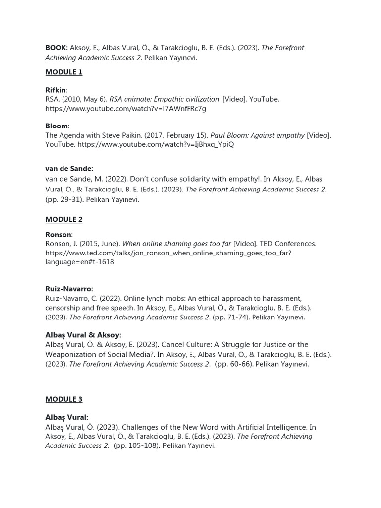 APA End-Text Citations For The Course Material | PDF | Social Science