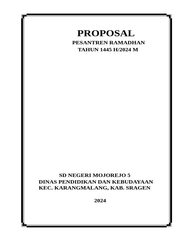 Proposal Pesantren Ramadhan | PDF