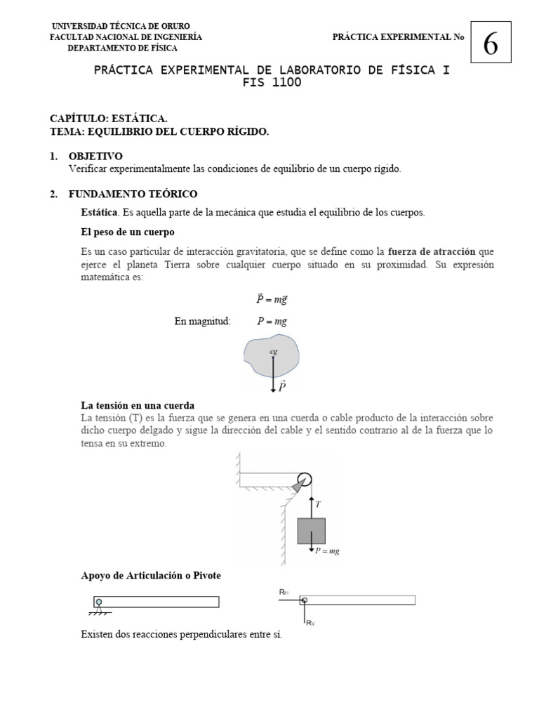 Laboratorio 6 Estatica LABFIS1100 E | PDF | Esfuerzo de torsión | Fuerza
