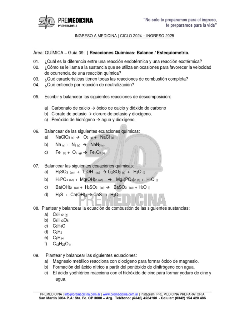 Guia 09 de Química 2024 | PDF | Ácido | Amoníaco