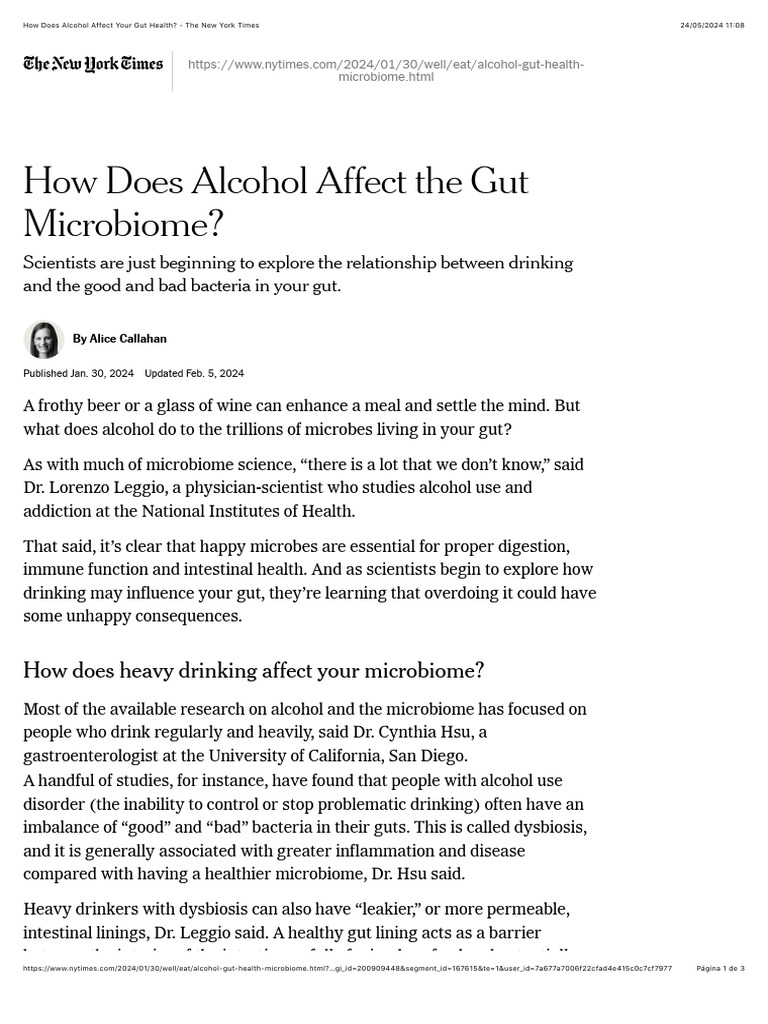 How Does Alcohol Affect Your Gut Health? - The New York Times | PDF ...