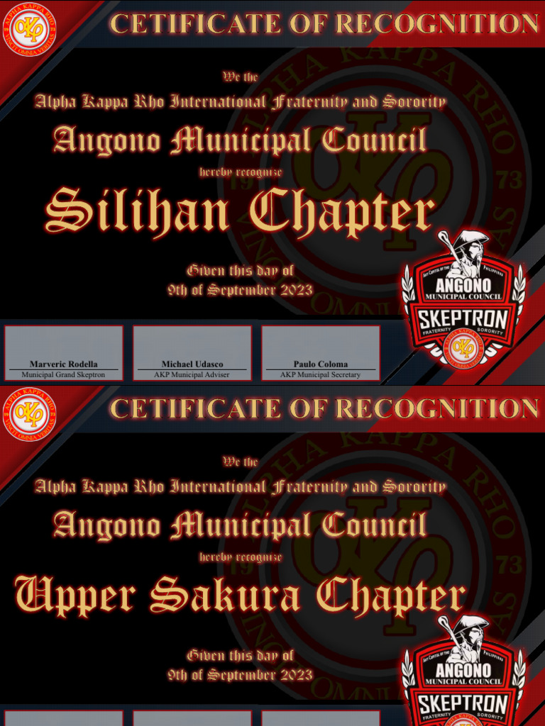 Certificate of Recognition for AKP | PDF | Fraternities And Sororities ...