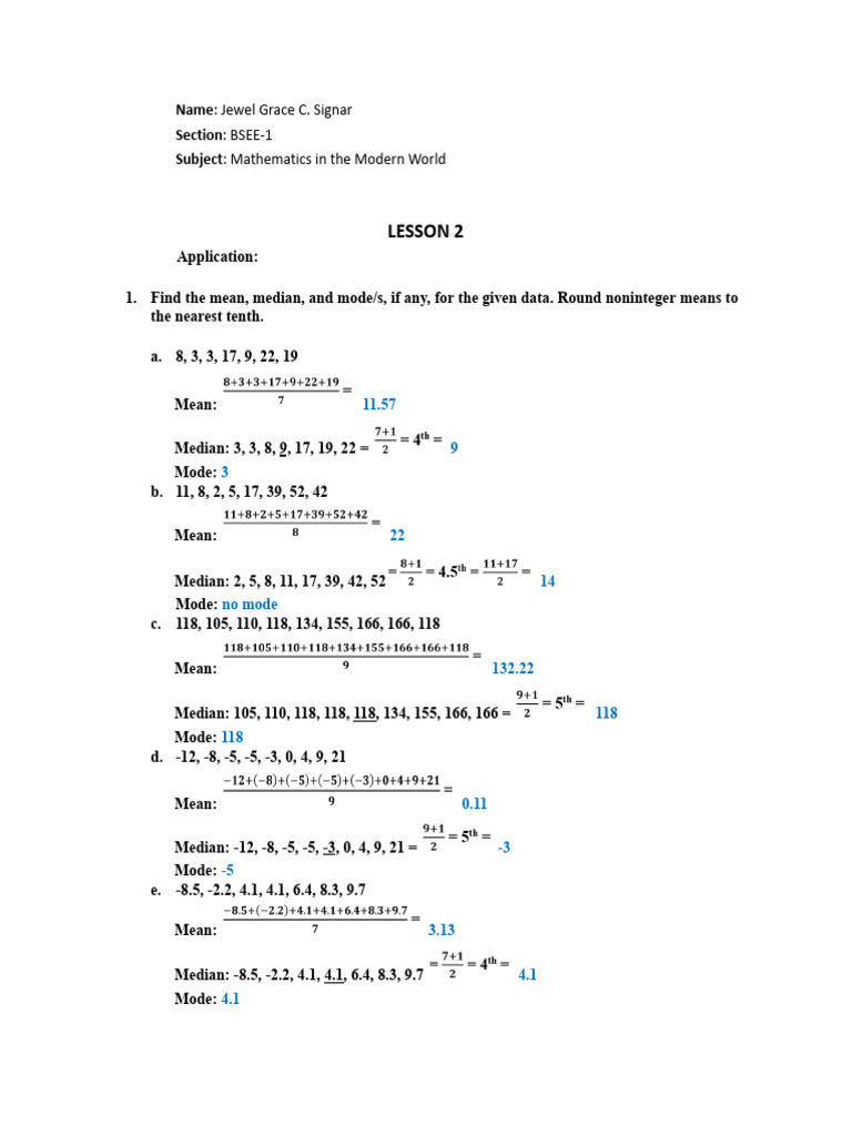 Signar MMW LESSON 2 | Download Free PDF | Mean | Mathematics