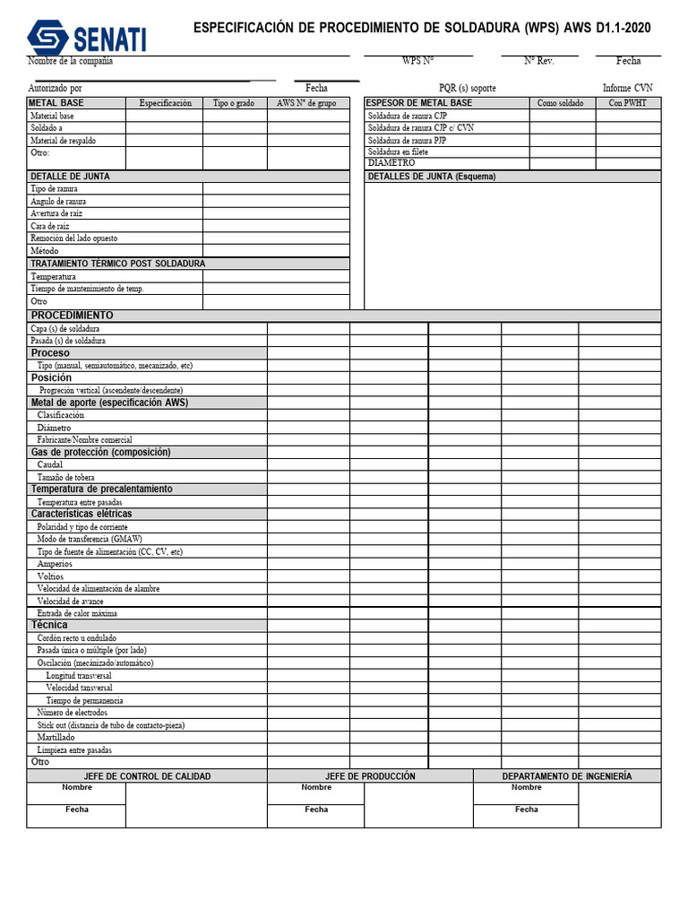 Especificación WPS AWS D1.1-2020 | PDF | Soldadura | Construcción