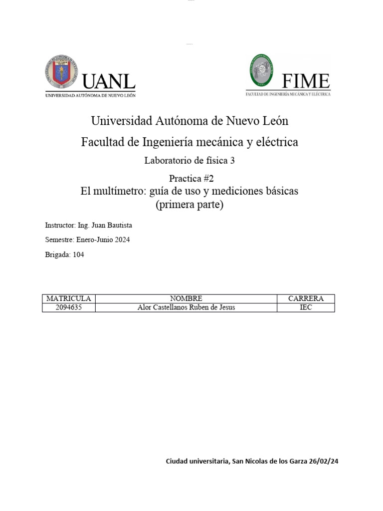 Fis 3 P2 | PDF | Medición | Resistencia Eléctrica y Conductancia