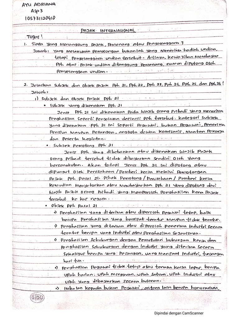 Tugas Pajak Internasional (Ayu Adriana) | PDF