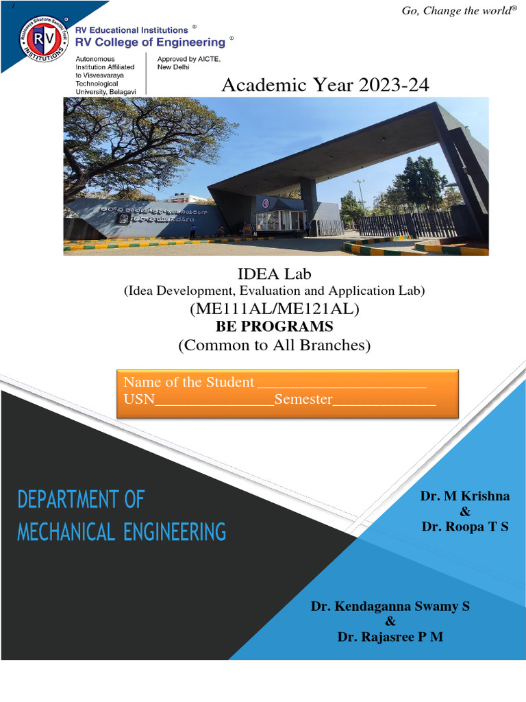 Rvce Idea Lab Manual | PDF | Arduino | Sensor