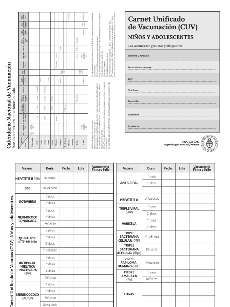 2024 02 Carnet Unificado Vacunacion Ninos Adolescentes | Descargar ...