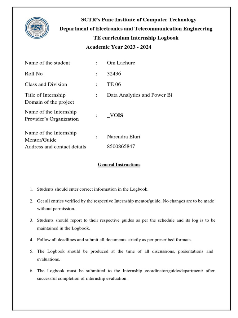Internship Log Book | PDF | Computing | Data