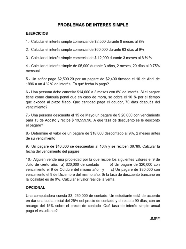 Problemas de Interes Simple | PDF