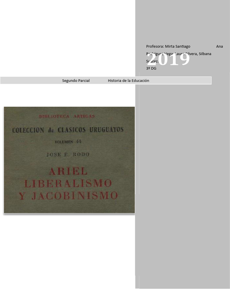 Análisis del ensayo "Ariel" de Rodó | PDF | Clásicos