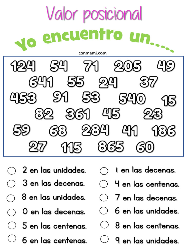 Valor Posicional Yo Encuentro Un 2 | PDF