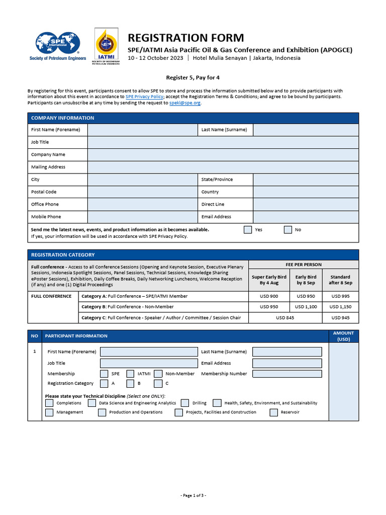Apogce 2023 Group Registration Form | PDF | Payments