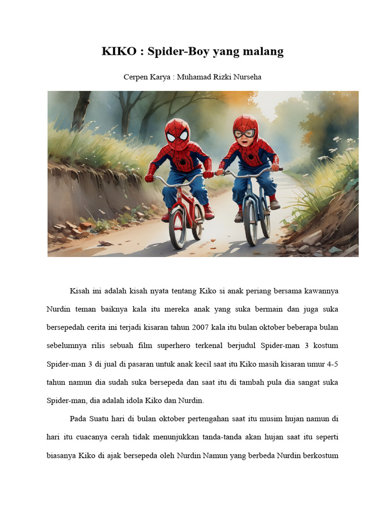 Kiko - Spider-Boy Yang Malang Cerpen Karya Ikki | PDF | Fiksi Misteri, Thriller, & Kejahatan ...