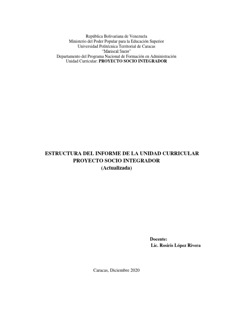 Estructura Del Informe Final Proyecto Socio Integrador Rosiris - Actualizado | PDF | Teoría ...