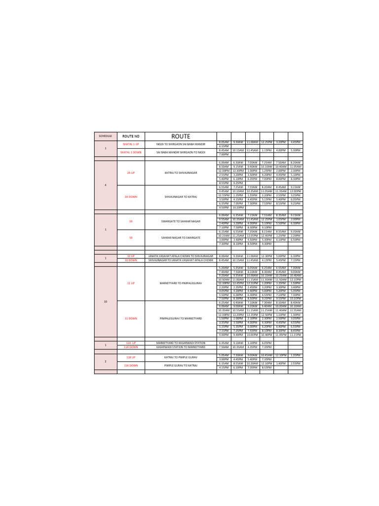 PMPML Bus Timetable | PDF