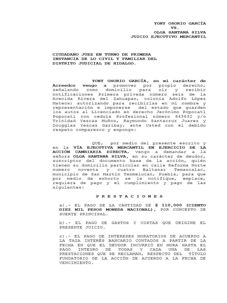 Demandas de Rodolfo Osorio PUE | PDF | Pagos | Ley común