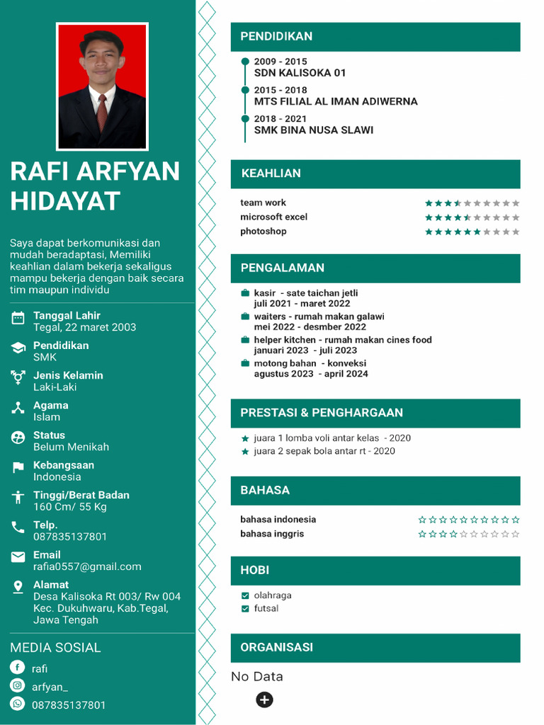 CV Rafi Arfyan Hidayat - Kosa Kata | PDF