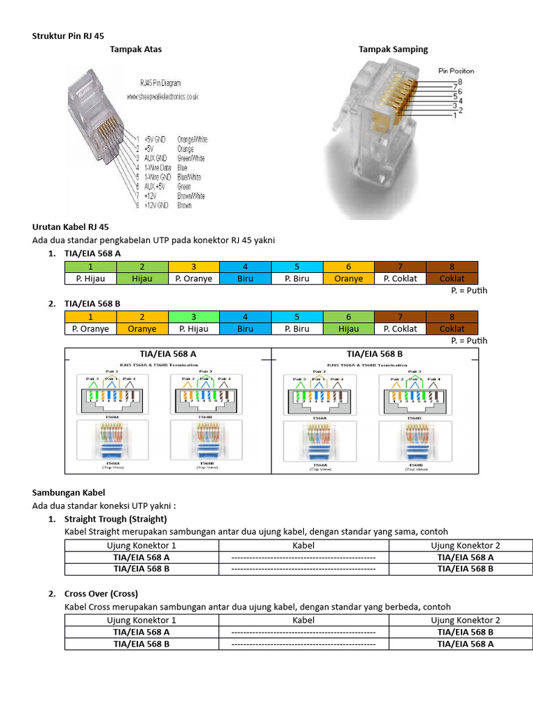 Panduan Standar Kabel RJ45 TIA/EIA | PDF | Teknologi & Rekayasa