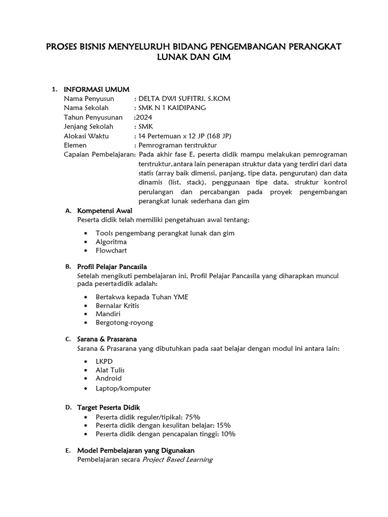 Modul Ajar Dasar PPLG | PDF | Karier & Perkembangan | Komputer