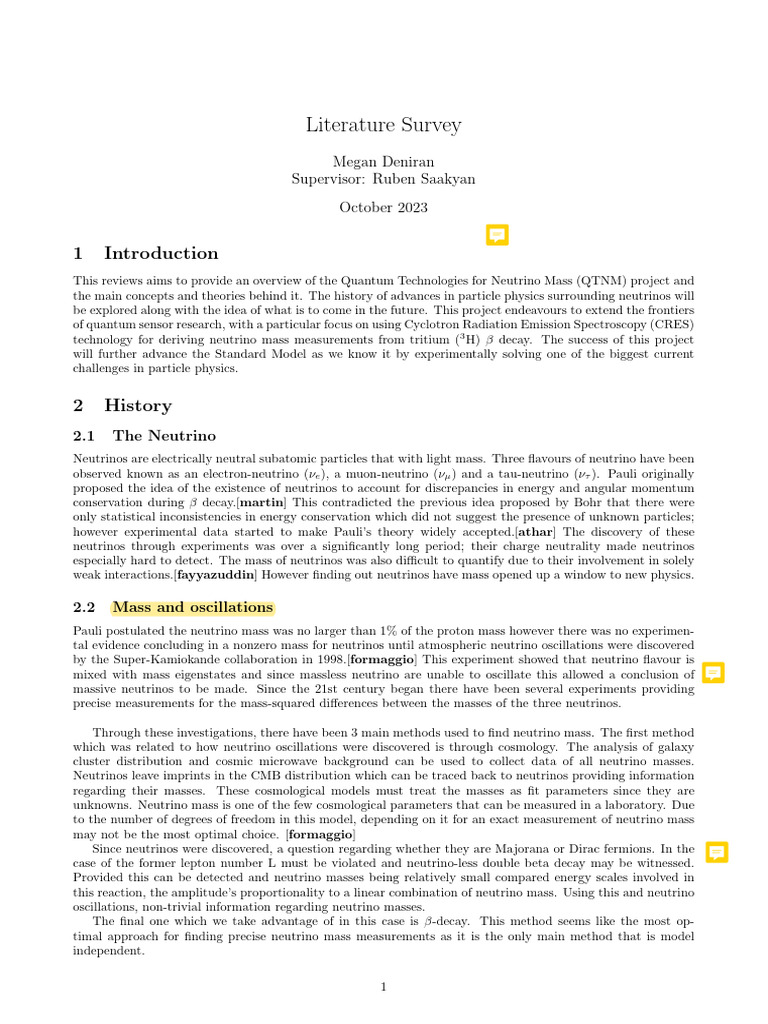 Rs Notes Literature Review Template Pdf Neutrino Electron